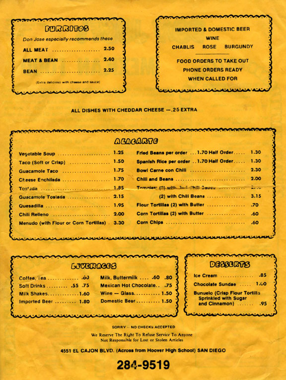 Don Jose's Restaurant • San Diego, CA